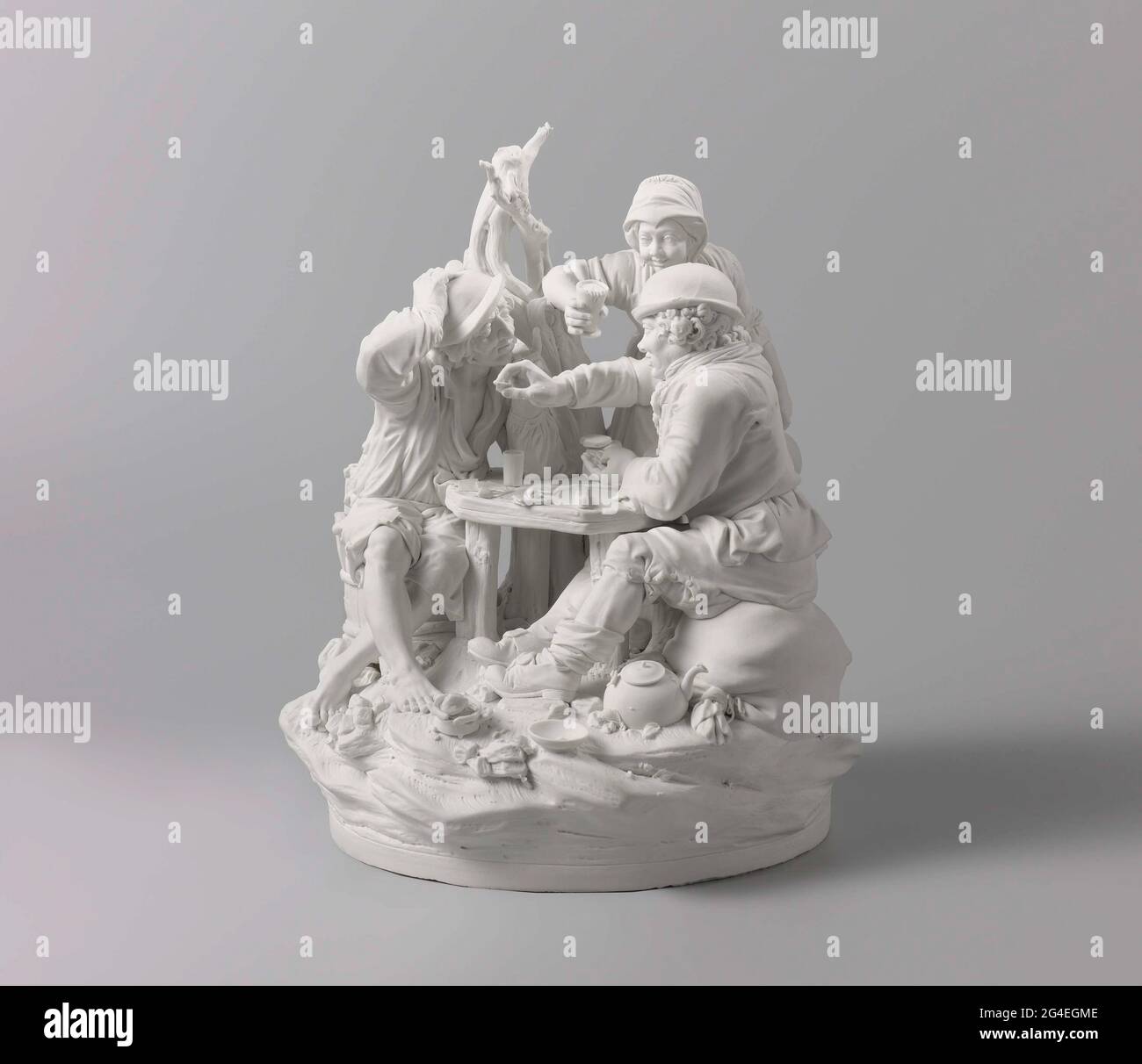 . This finely modelled, well-observed porcelain group depicts a boorish ...