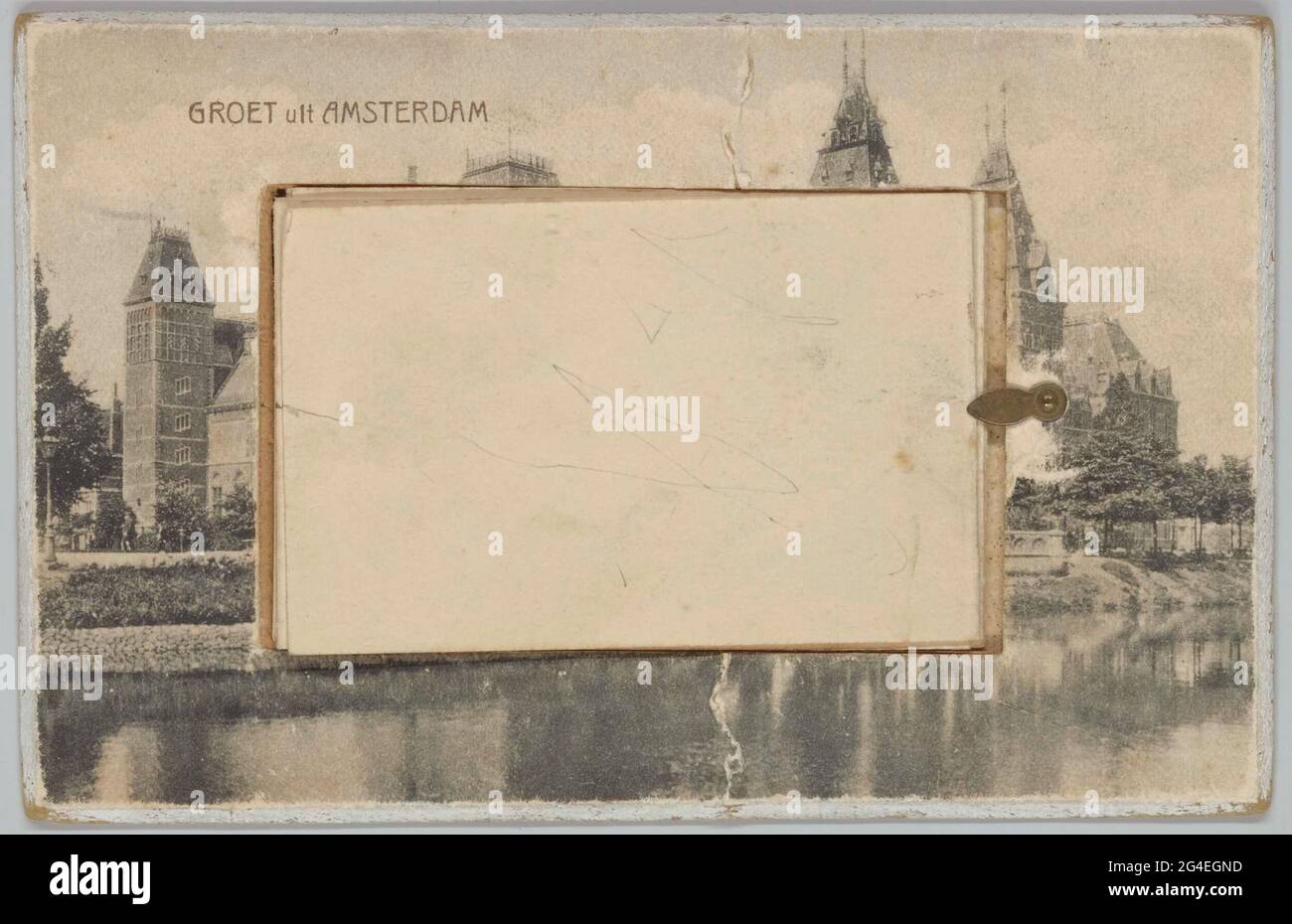 Souvenir with images of the museum. A thick postcard with an image of ...