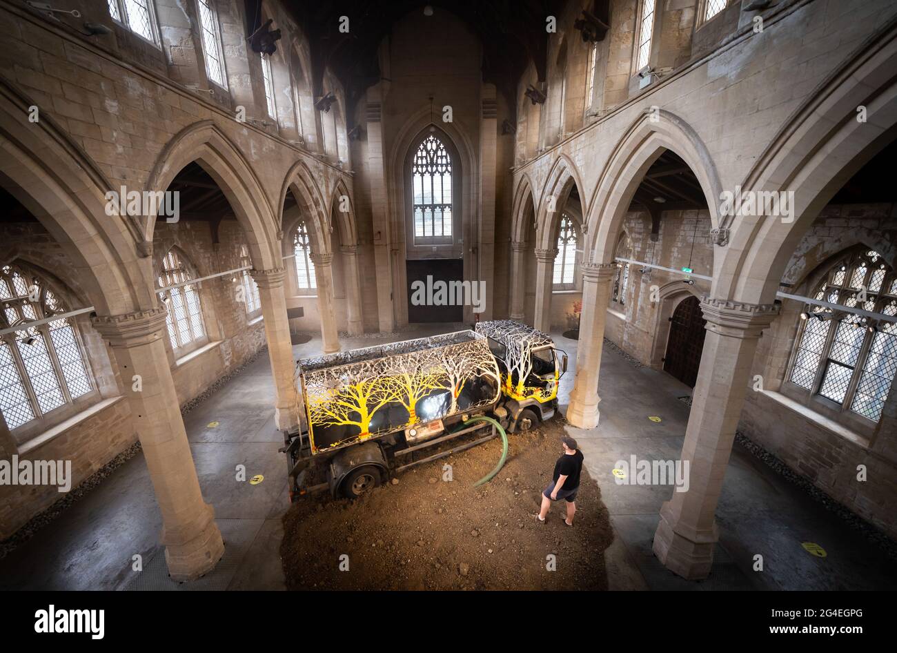 Curator Dominic Mason with art installation "Future Returns" by ...