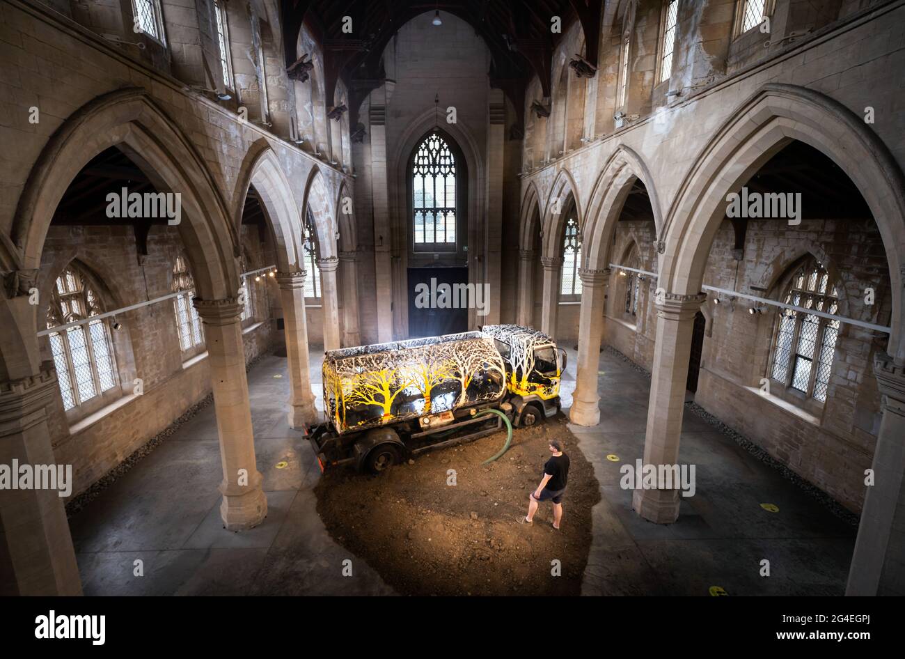 Curator Dominic Mason with art installation "Future Returns" by ...