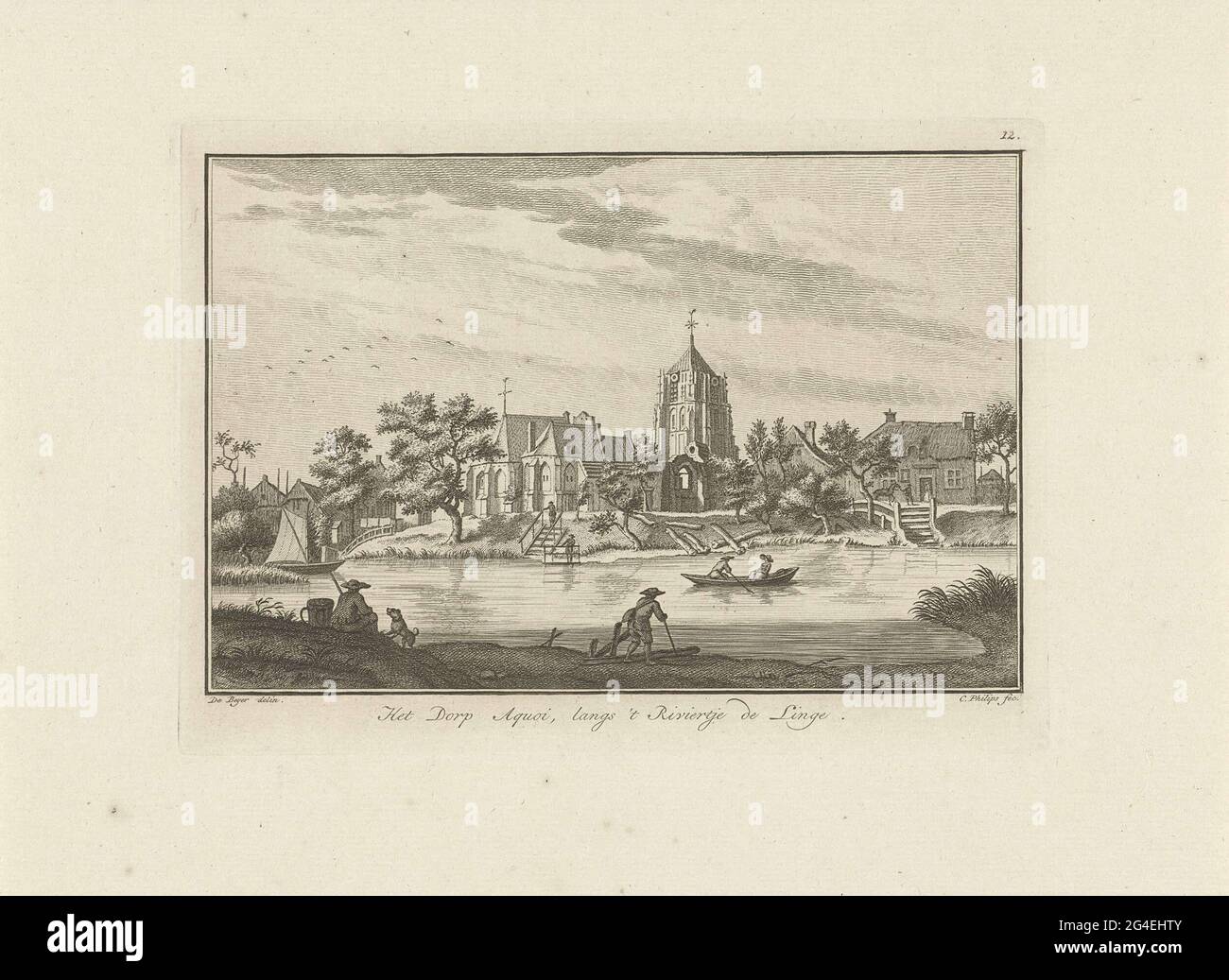 . View of the village of Acquoy, on the Linge River. At the top right ...