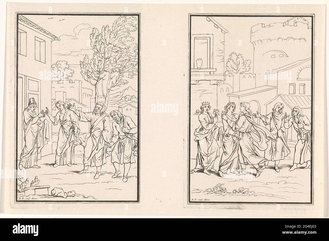 . Left: Nutrix, Chremes and Syrus visit Sostrata, which is in the ...