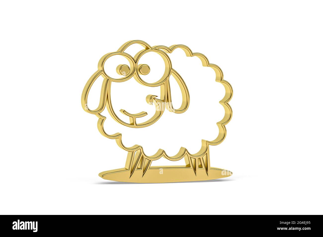 Golden 3d sheep icon isolated on white background - 3d render Stock ...
