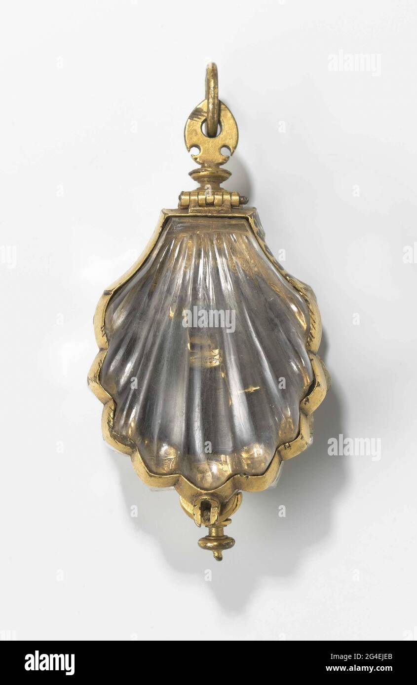 . Watch in shell-shaped case from rock crystal. The silver dial has ...