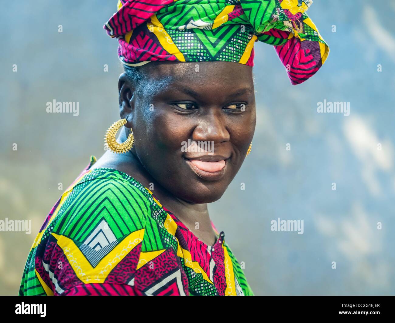MBOUR, SENEGAL - JANUARY Circa, 2021. Unidentified senegalese pretty ...