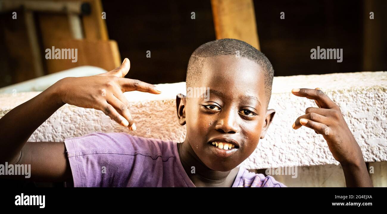 MBOUR, SENEGAL - JANUARY Circa, 2021. Portrait of unidentified young ...