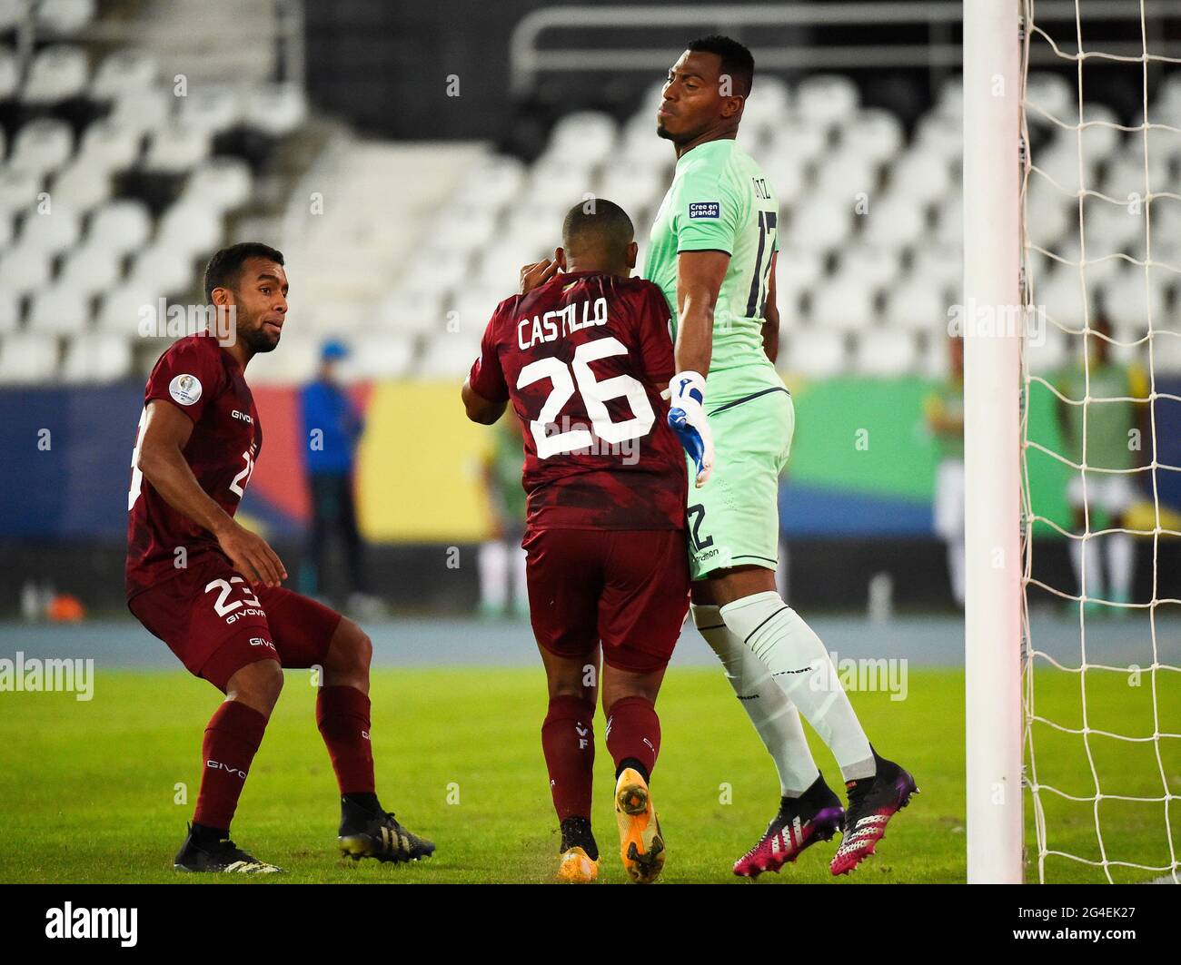 Venezuela's Edson Castillo, left, celebrates with teammates scoring his ...