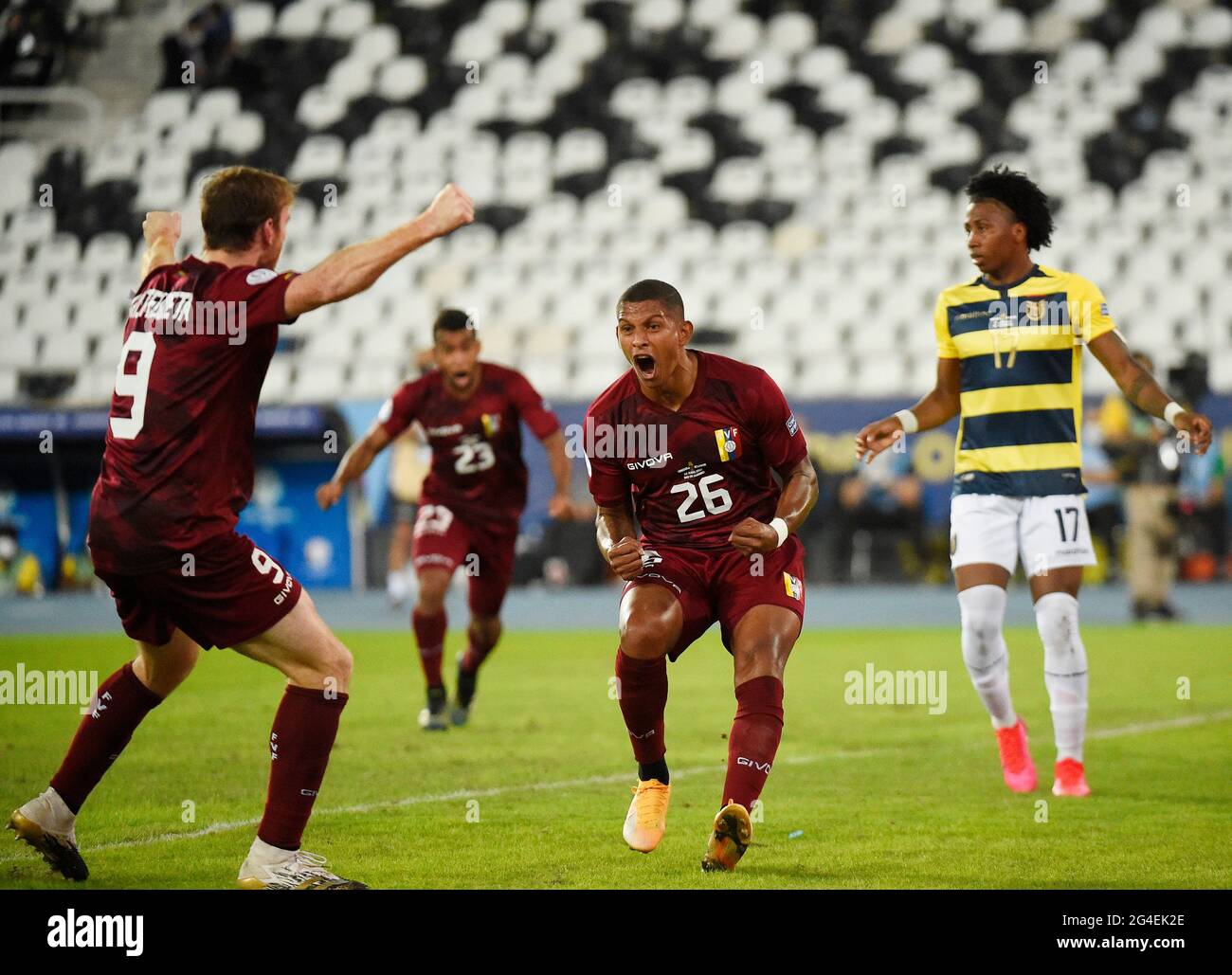 Venezuela's Edson Castillo, left, celebrates with teammates scoring his ...