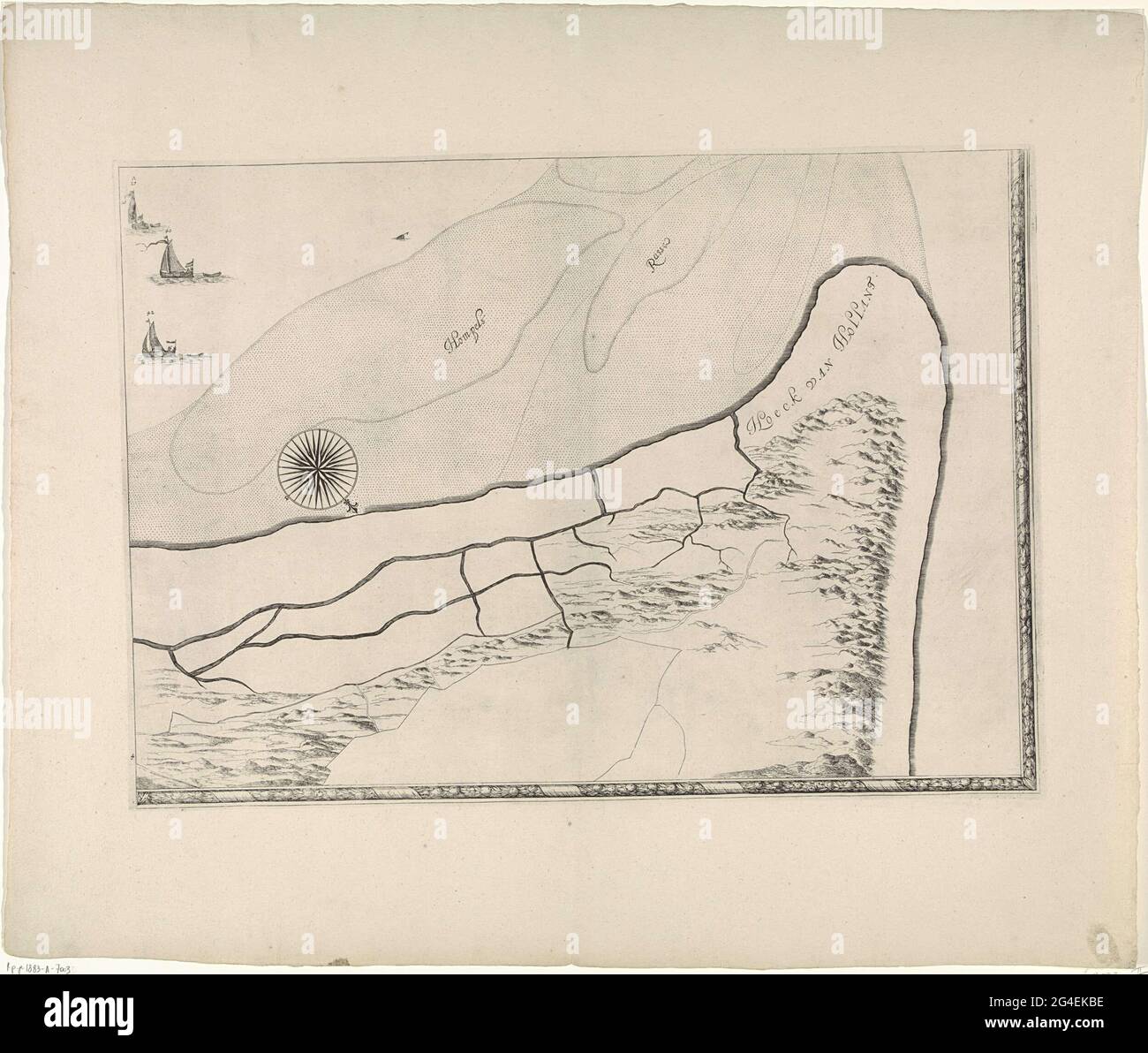 . Part (lower right) of the Maas mouth map with post routes Stock Photo ...