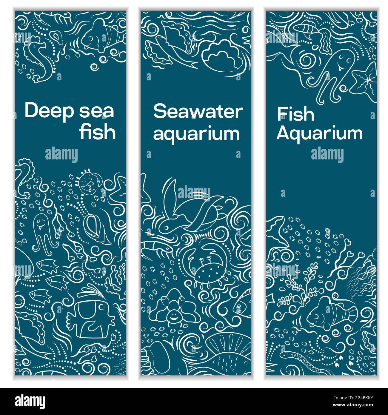 A set of vertical banners. With ornament on a marine theme. The shells ...