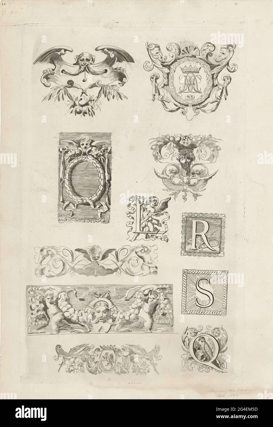 . Eleven different designs for initials, monograms and decorative ...