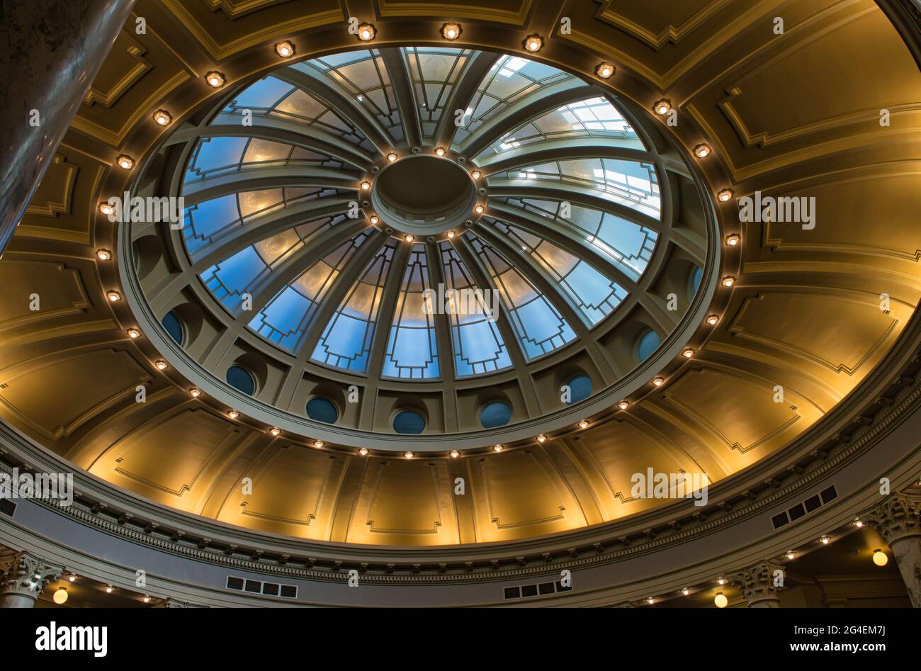 Beautiful domed ceiling with windows and lightning Stock Photo - Alamy