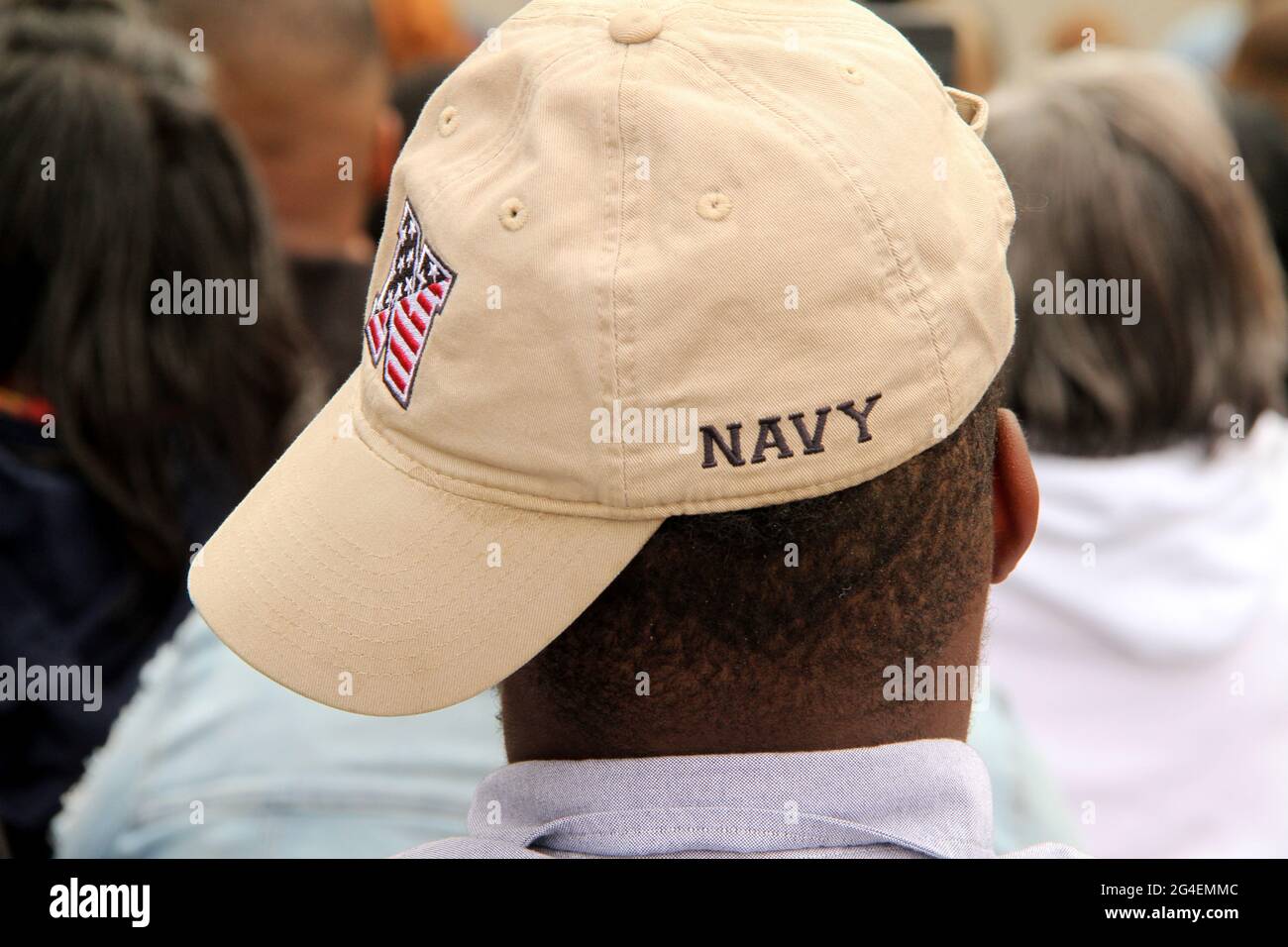 American man wearing a Navy cap Stock Photo - Alamy