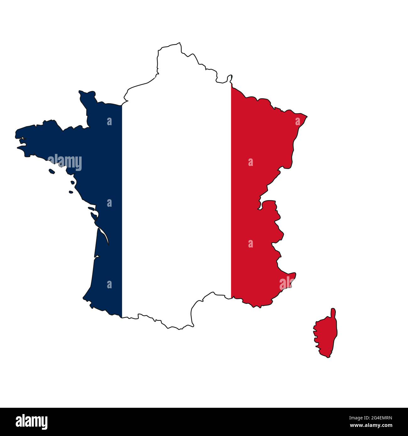 Illustration of the map of France with the flag isolated on a white ...