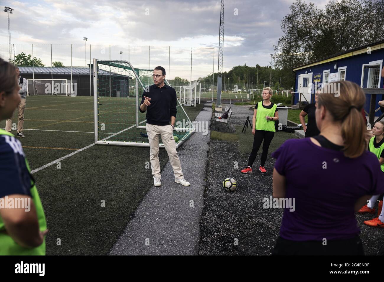 Prince Daniel visits local football club IFK Viksjo north of Stockholm ...
