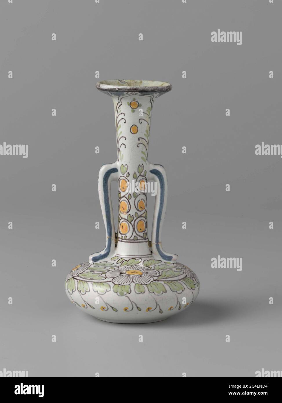 . Vase of pottery, with globe body and long narrow neck with ...