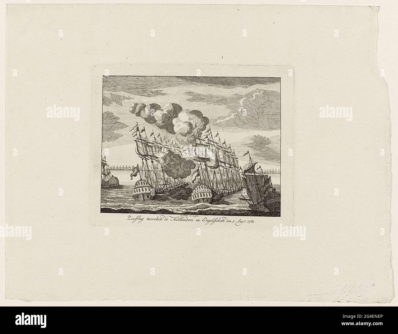 . The Dutch and English ships during the sea battle at Doggersbank on 5 ...