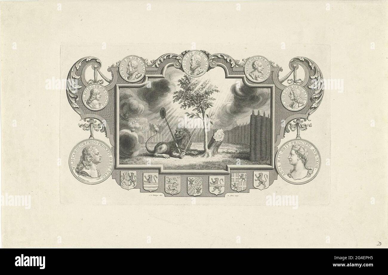 . Allegory on the uplifting of Prince Willem IV to Stadholder in May ...