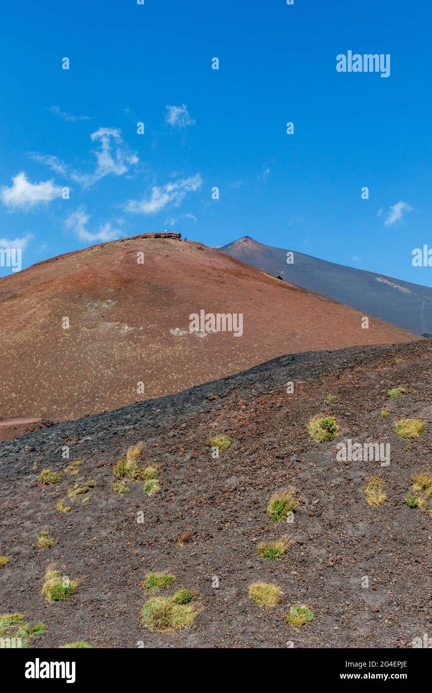 View at Mount Etna volcano in Summer time, Sicily, Italy, Europe Stock ...