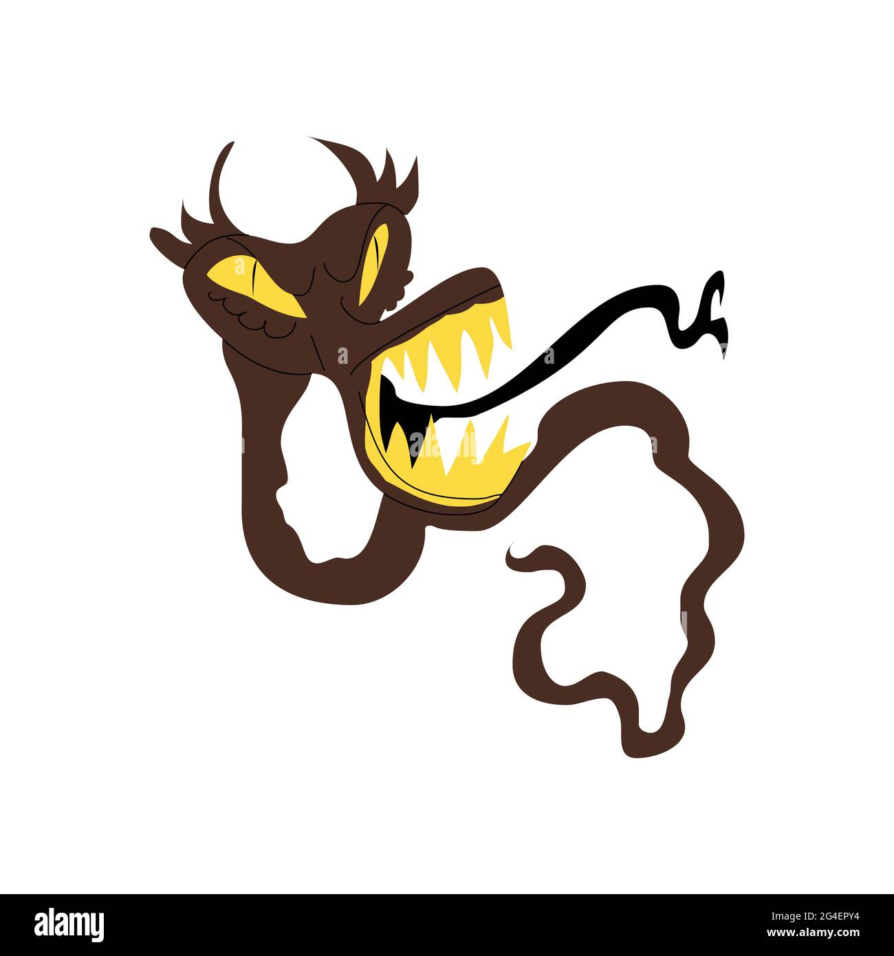 Scary worm monster. Funny evil serpent or dragon. Dangerous parasite ...