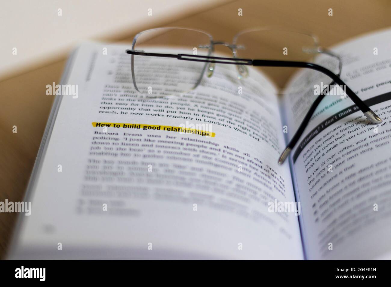 Open book with highlighted quote how to build good relationships Stock ...