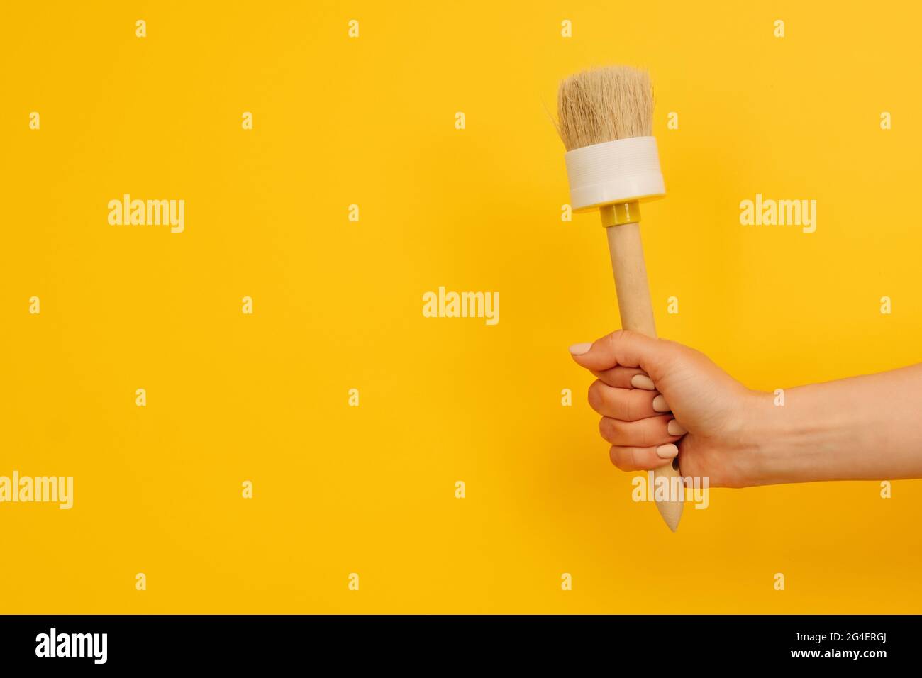 Hand holding paint brush Stock Photo - Alamy