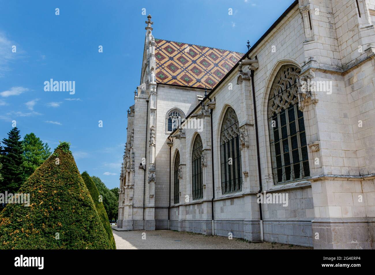Exterior of the Royal Monastery of Brou in Bourg-en-Bresse, Ain, France ...