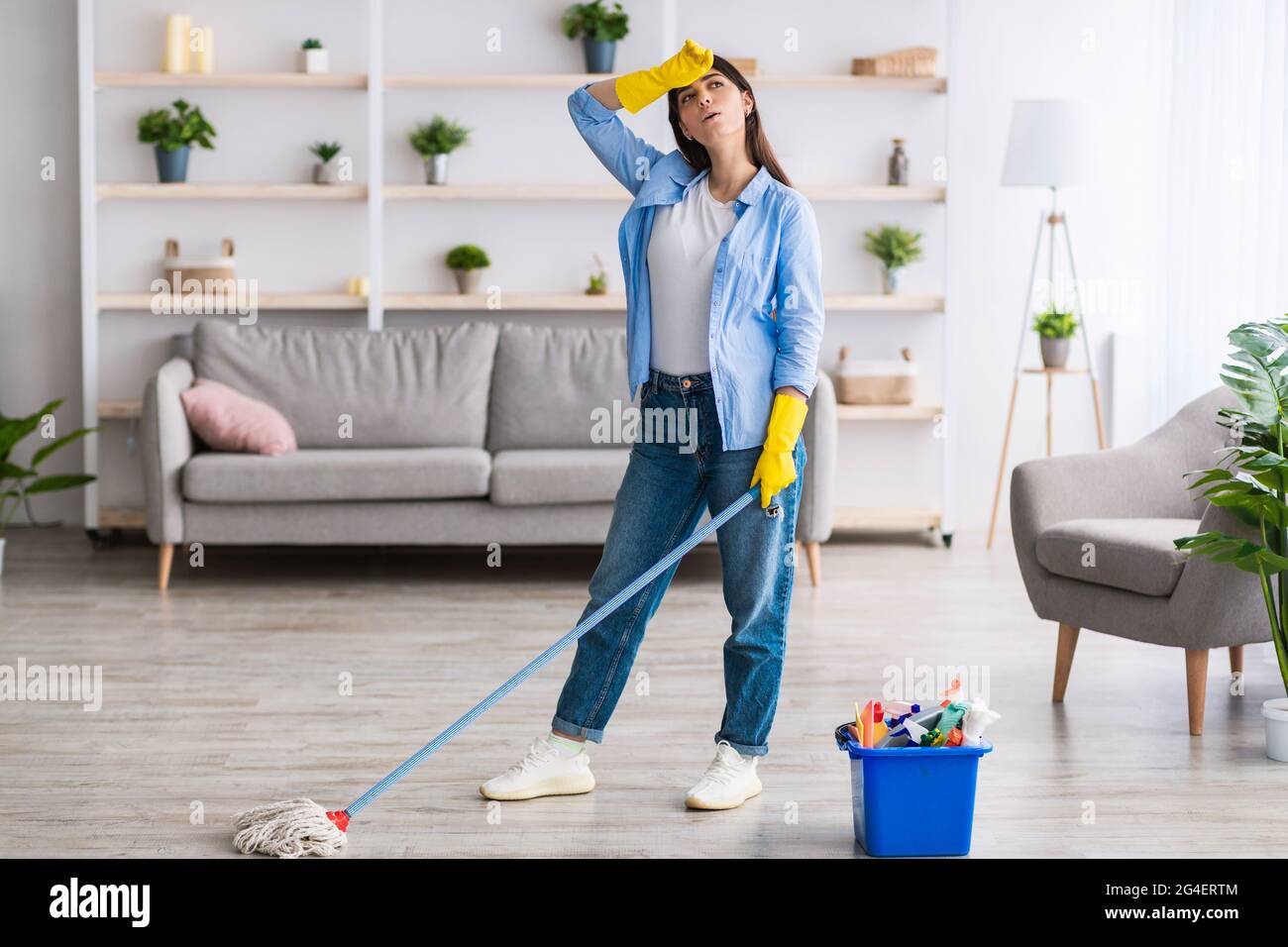 Mop cleaning office hi-res stock photography and images - Alamy