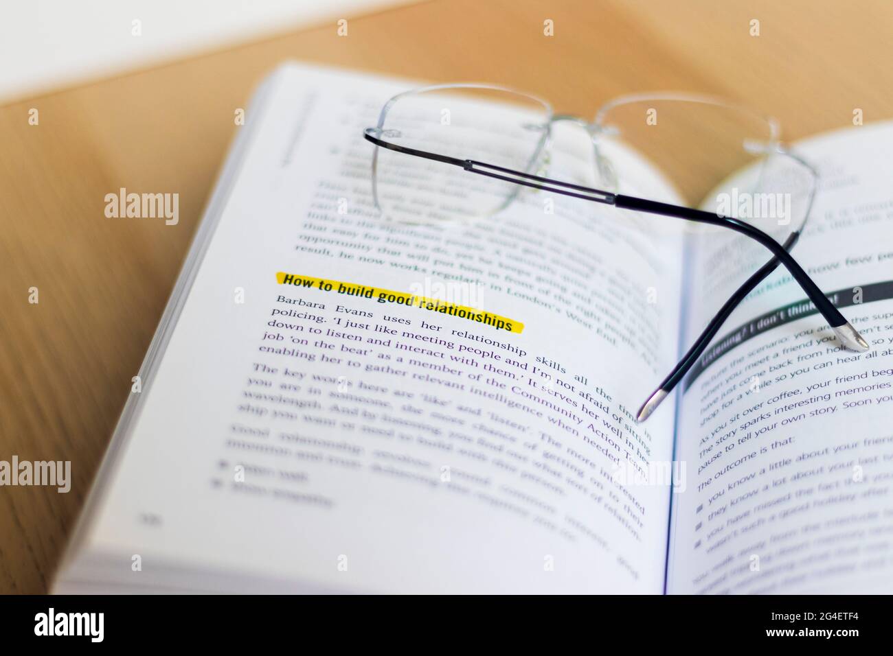Open book with highlighted quote how to build good relationships Stock ...