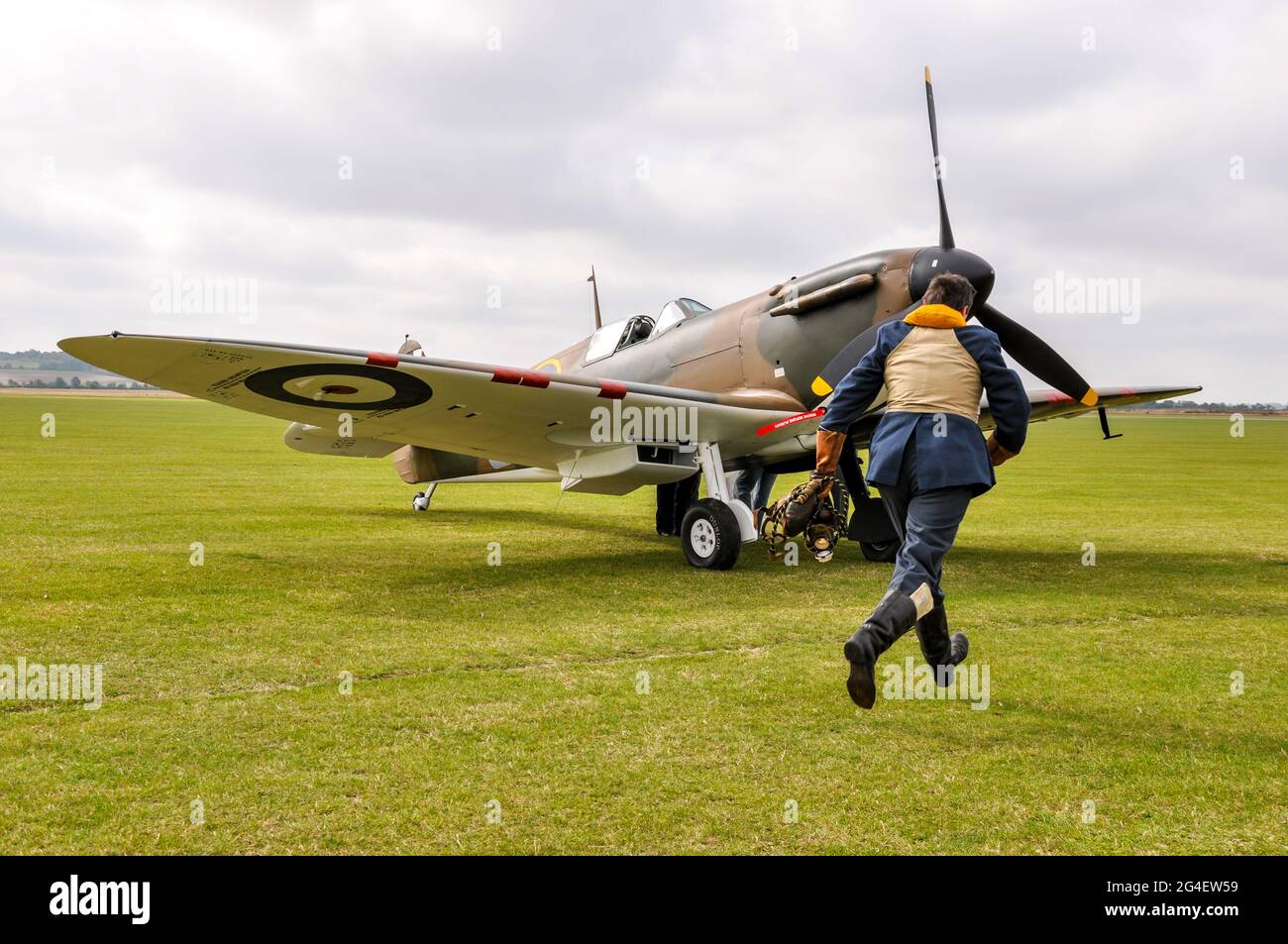 Re-enactment of a Second World War Battle of Britain scramble, with a ...