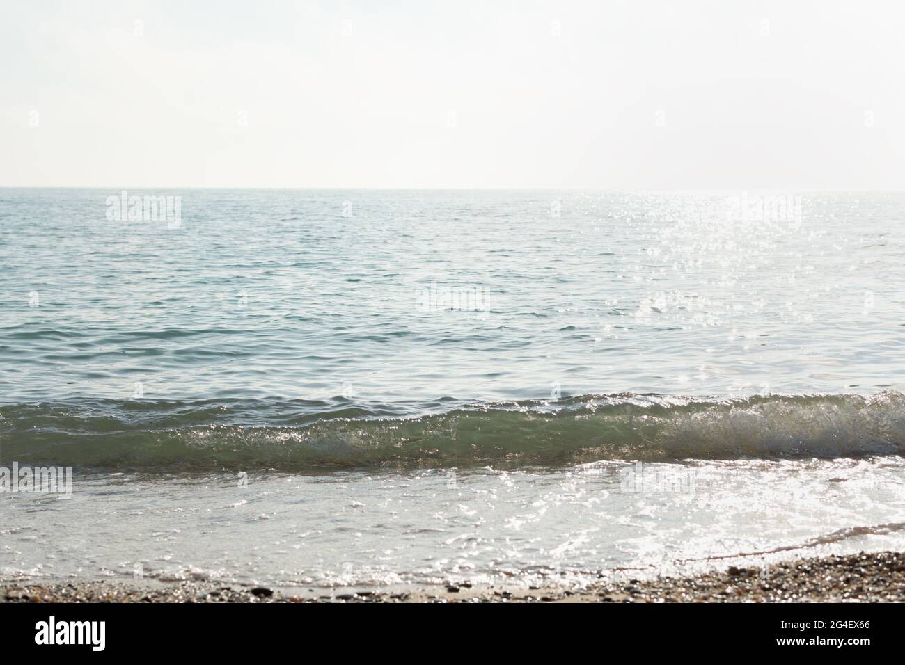 Silver sea glittering background. Minimalistic summer landscape in ...