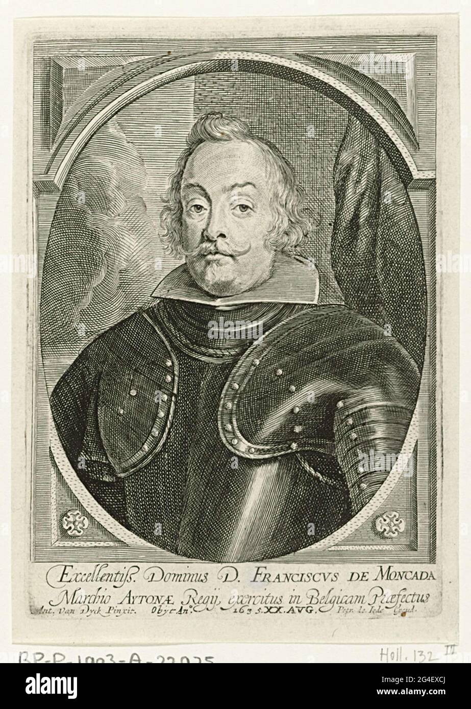. Bust portrait of Francisco de Moncada, in armor. The portrait is ...