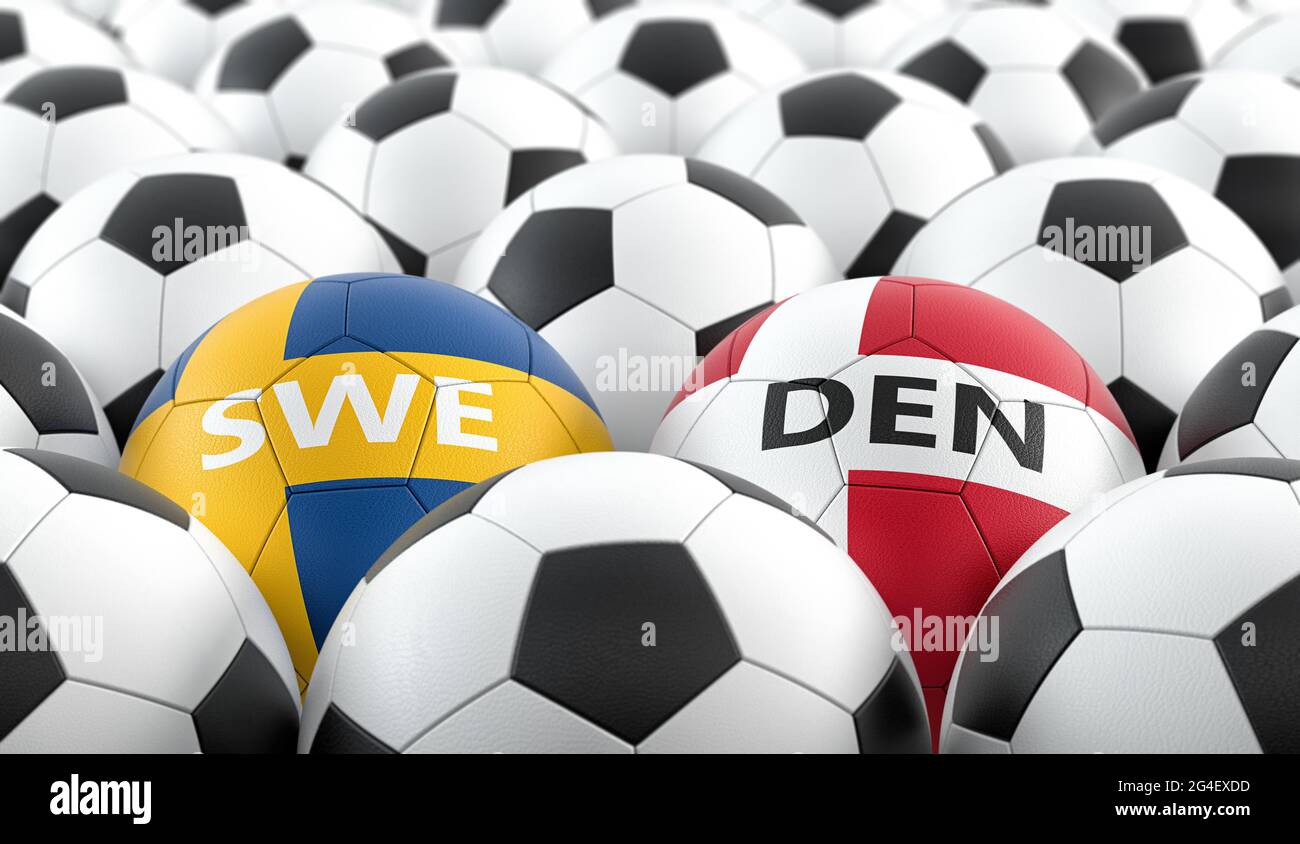 Sweden vs. Denmark Soccer Match - Leather balls in Sweden and Denmark ...