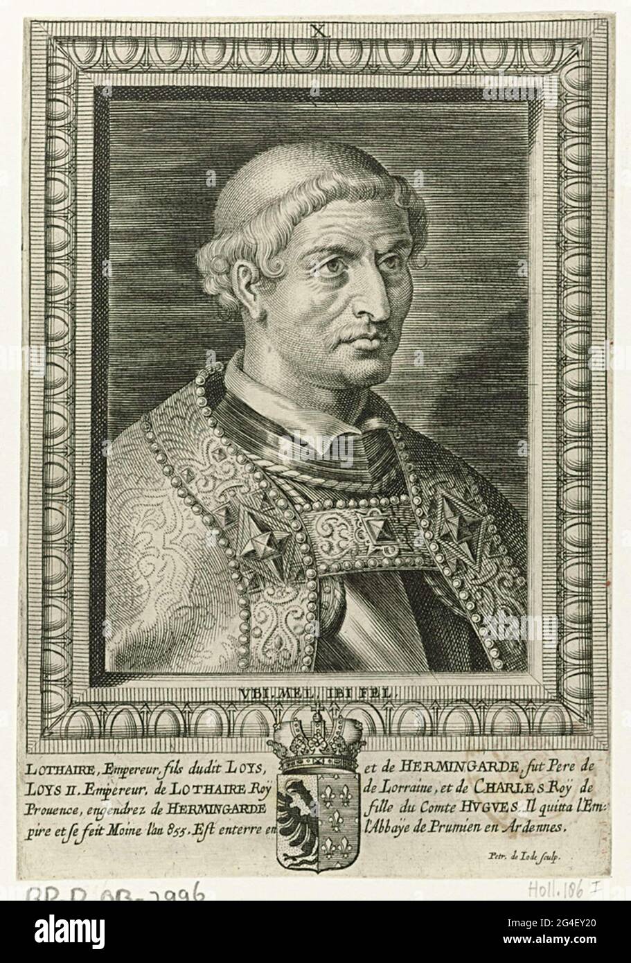 . Bust portrait of Lotharius I, with richly decorated cloak. The ...