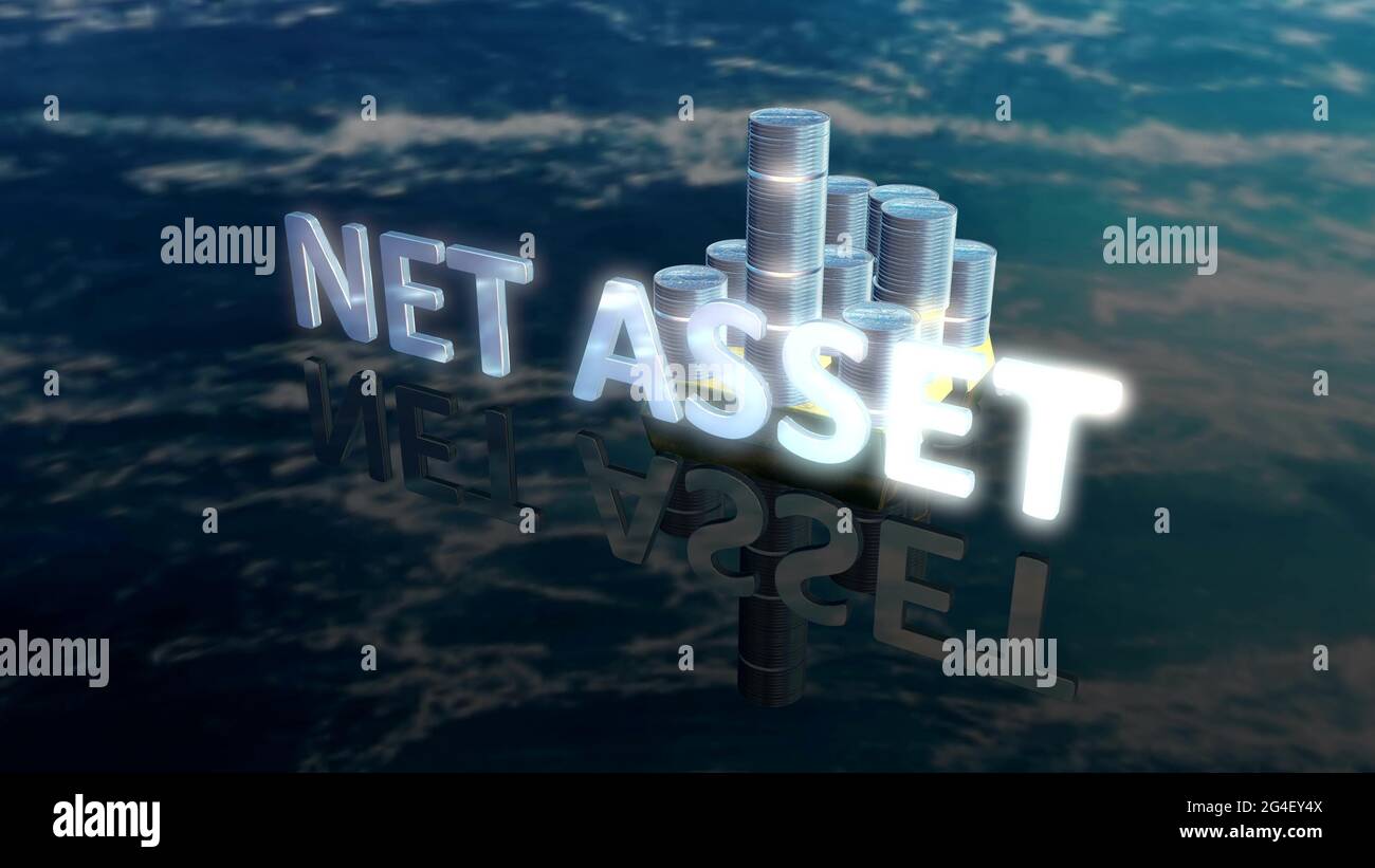 Glowing Asset text with background house made up of coin Stock Photo ...