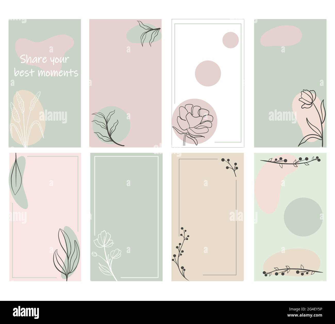 Set of backgrounds for stories and social media posts. Vector templates ...