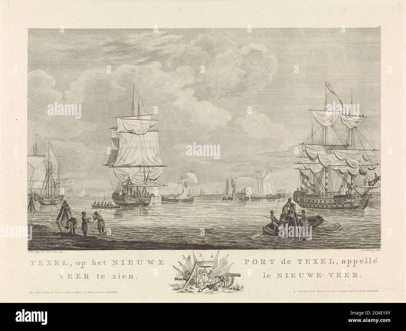 . View of Texel at the new feather with different sailing ships. In the ...