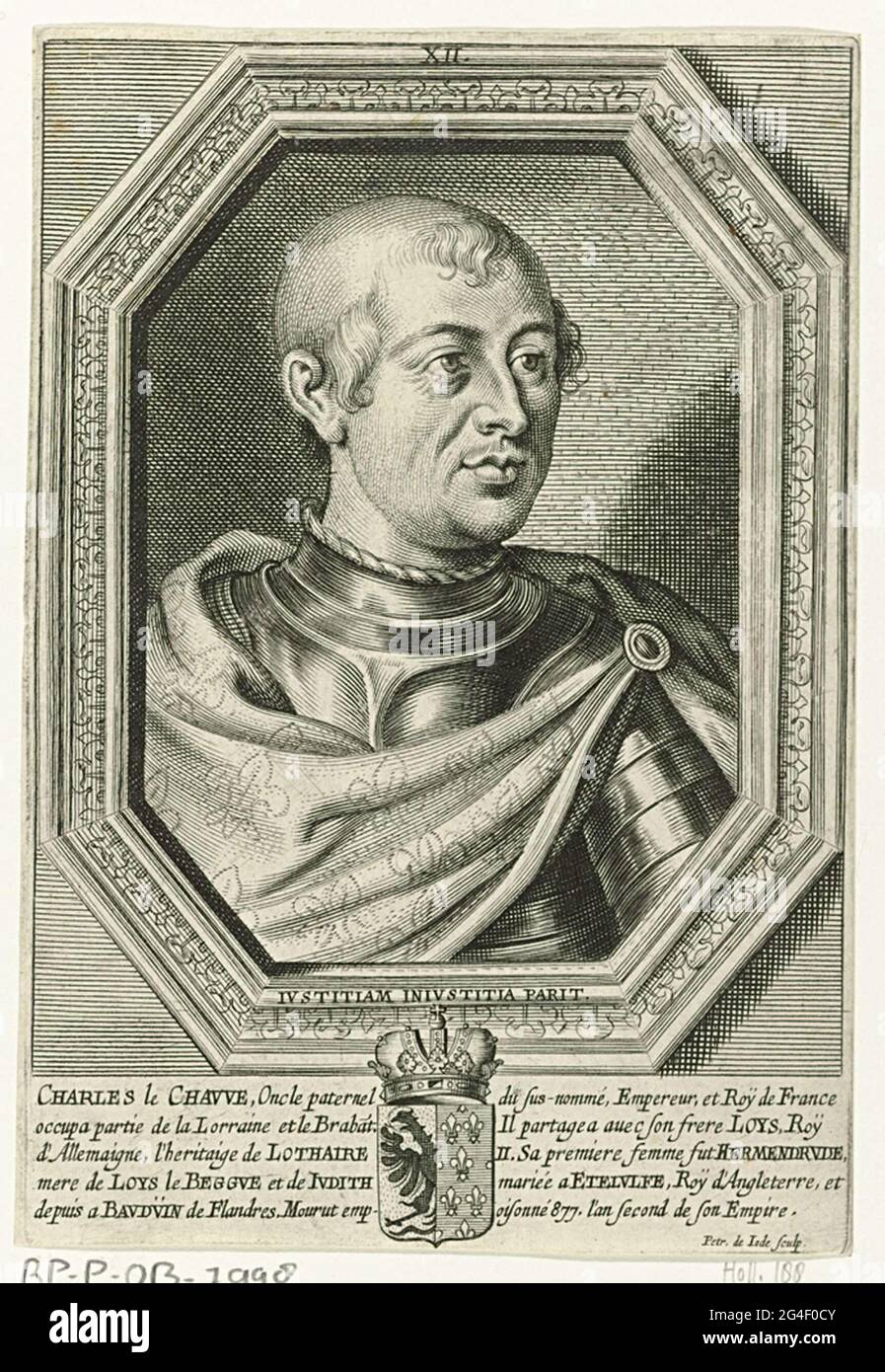 . Bust portrait of Karel II de Kale, in armor. The portrait is caught ...