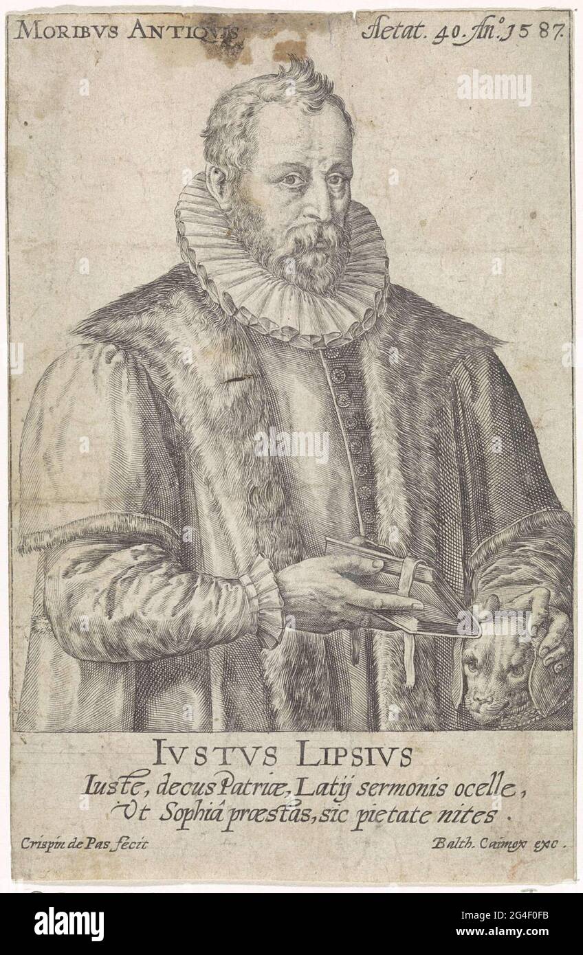 . Portrait of the humanist and learned Justus Lipsius, at the age of 40 ...