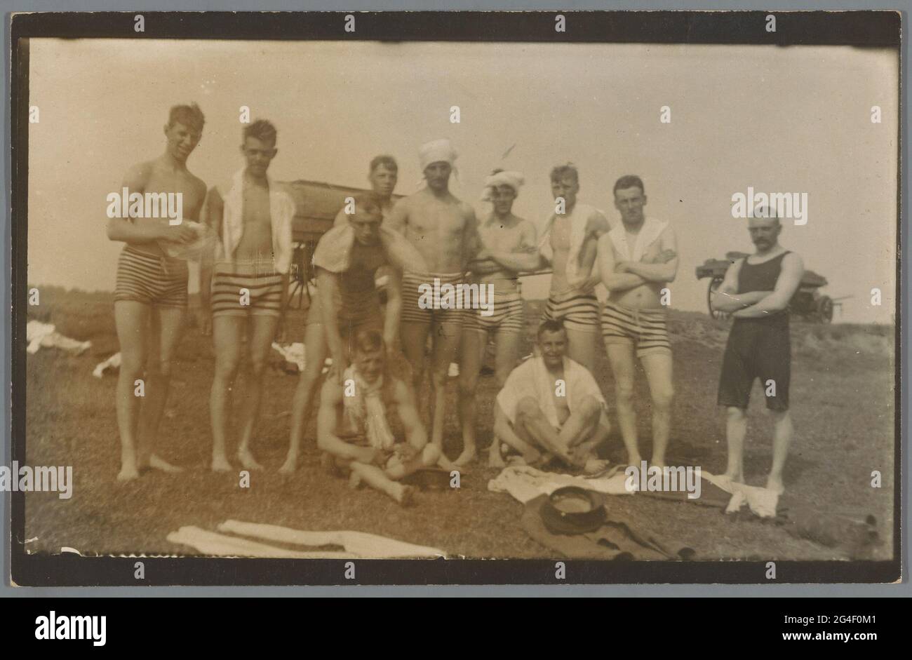 Group portrait of unknown men in swimsuits Stock Photo - Alamy
