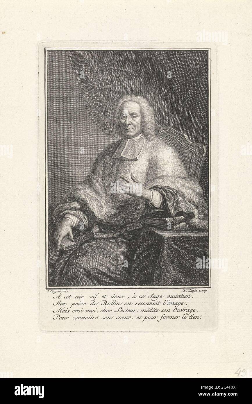 . Portrait of Charles Rollin, French historian and professor, seated in ...