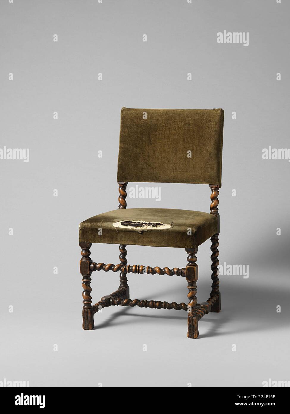 Chair in Neo Renaissance style with raised parts and with coated seat ...