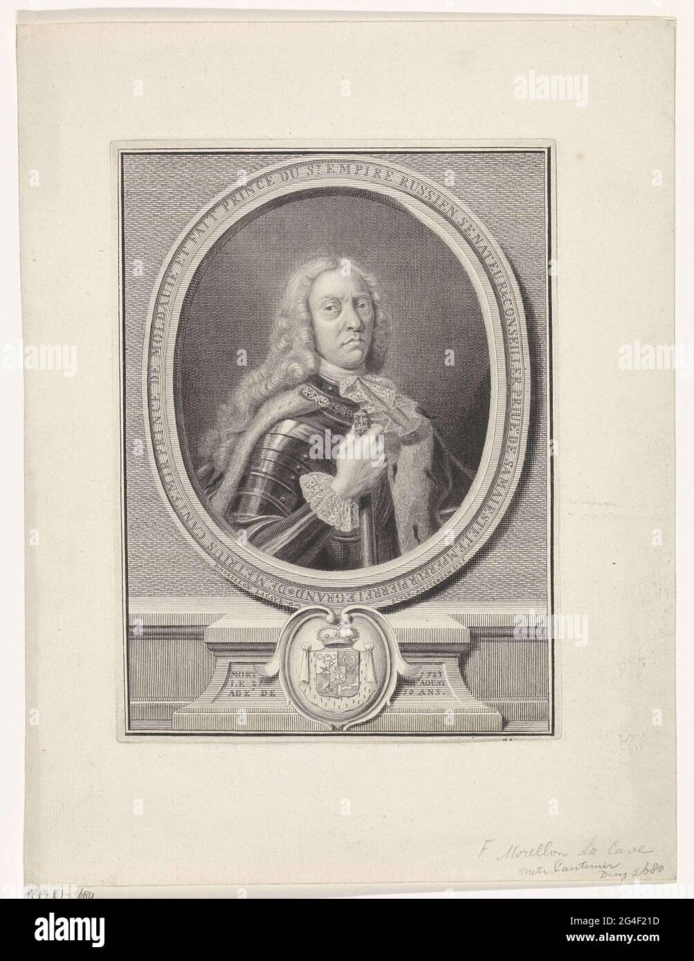 . Portrait of Dimitrie Cantemir, Prince of Moldova, with a scepter in ...