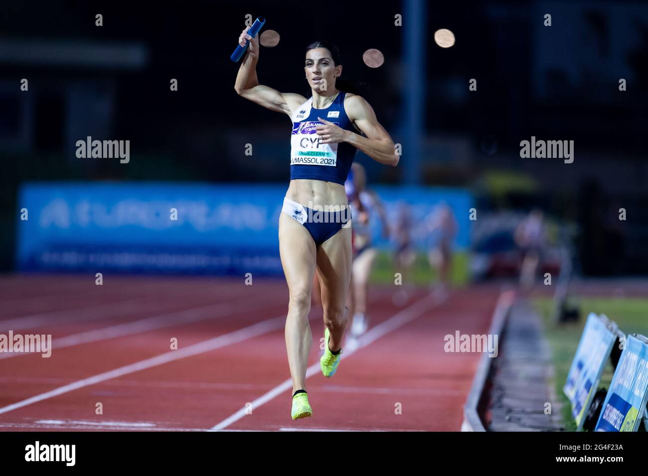 Eleni Artymata finishes first after Cyprus 4x100m World Record Stock ...