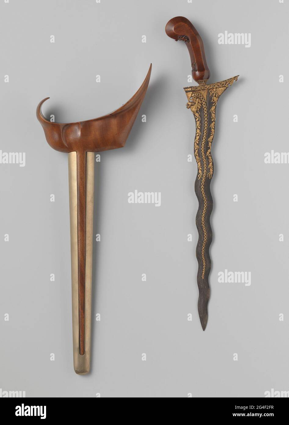 Javanese Kris. Kris, blade in Pamor technique with Gourdincrustatie ...
