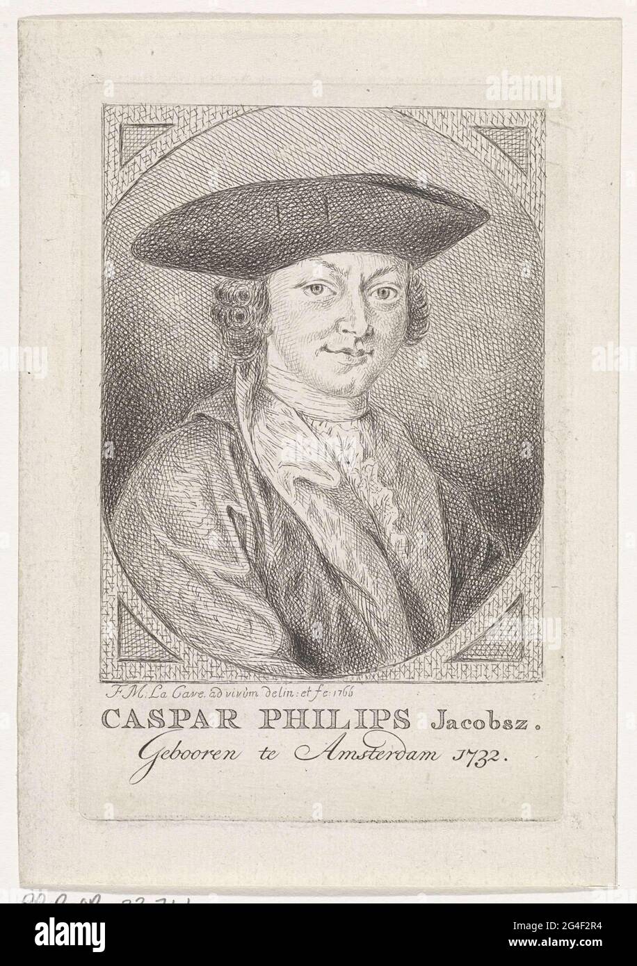 . Portrait of draftsman and engraver Caspar Jacobsz. Philips with a ...