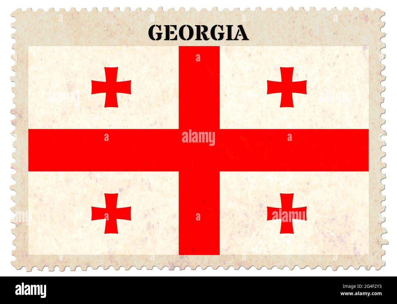 Georgia flag Postage stamp isolated on white background with clipping ...