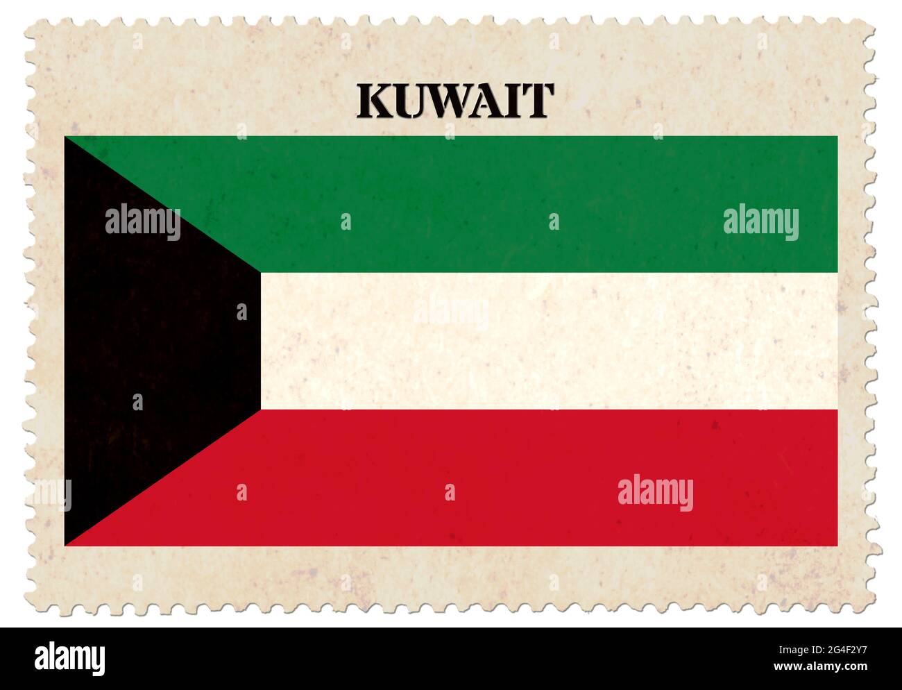 Kuwait flag Postage stamp isolated on white background with clipping ...