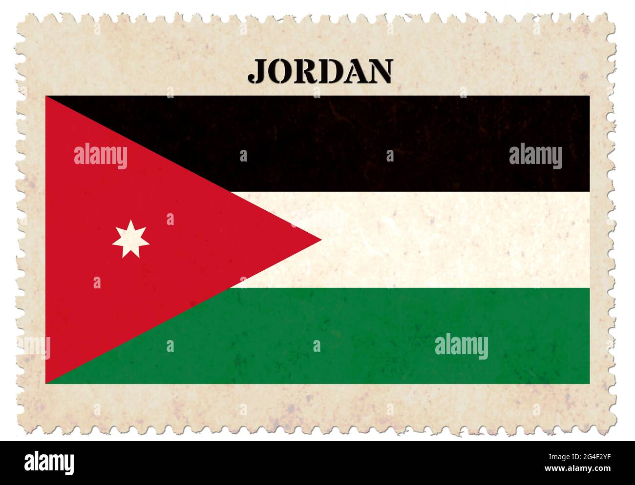 Jordan flag Postage stamp isolated on white background with clipping ...