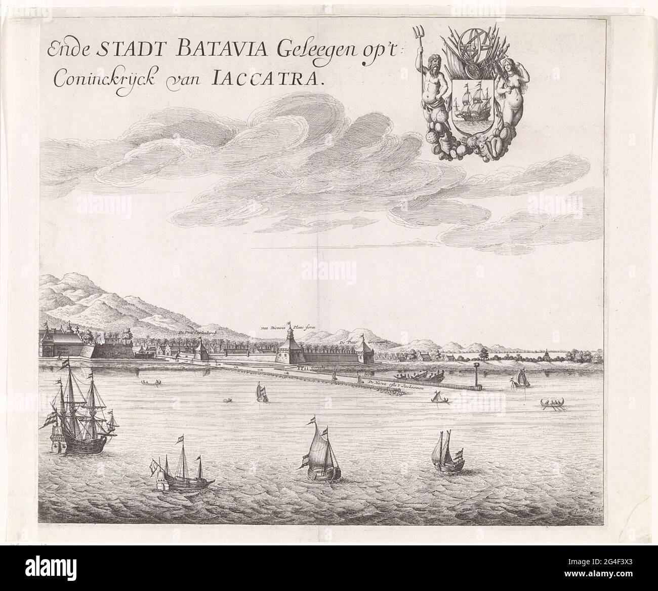 . View of Batavia with Batavia Castle, surrounded by his bastions. On ...